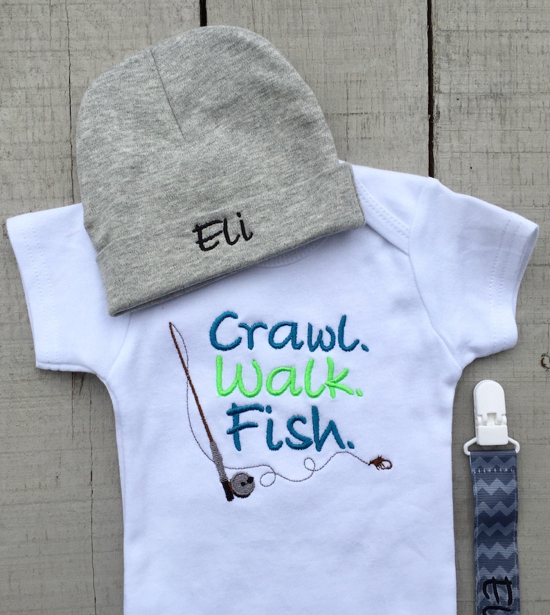 Fishing Baby Clothes Baby Boy Clothes Crawl. Walk. Fish. | Etsy