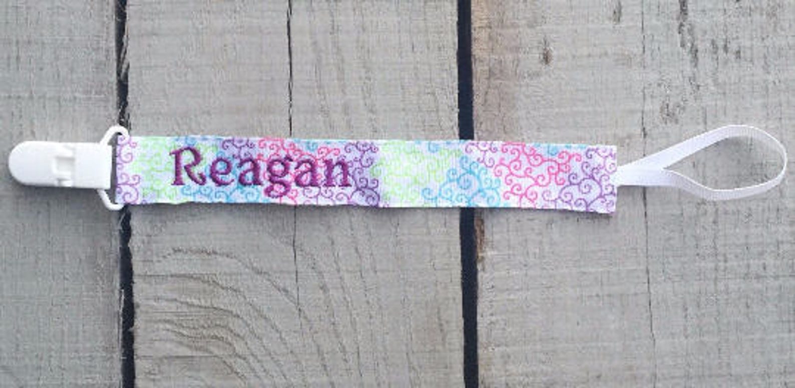 Paci Clip Embroidered Pacifier Clip Monogrammed Pacifier - Etsy