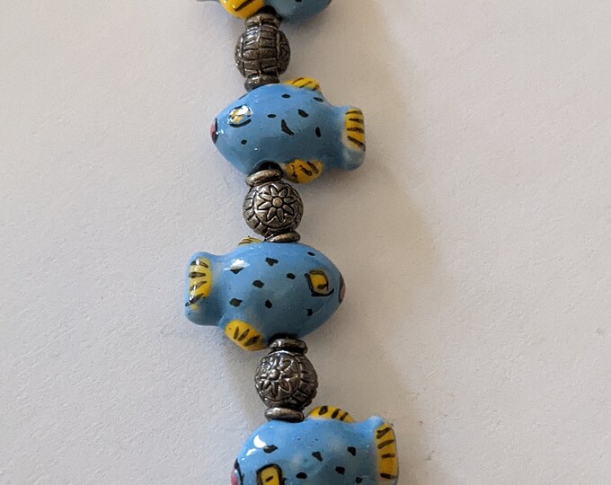 Blue Fish, Ceramic Beaded Ceiling Fan Pull, Fish Light Pull, Chain ...