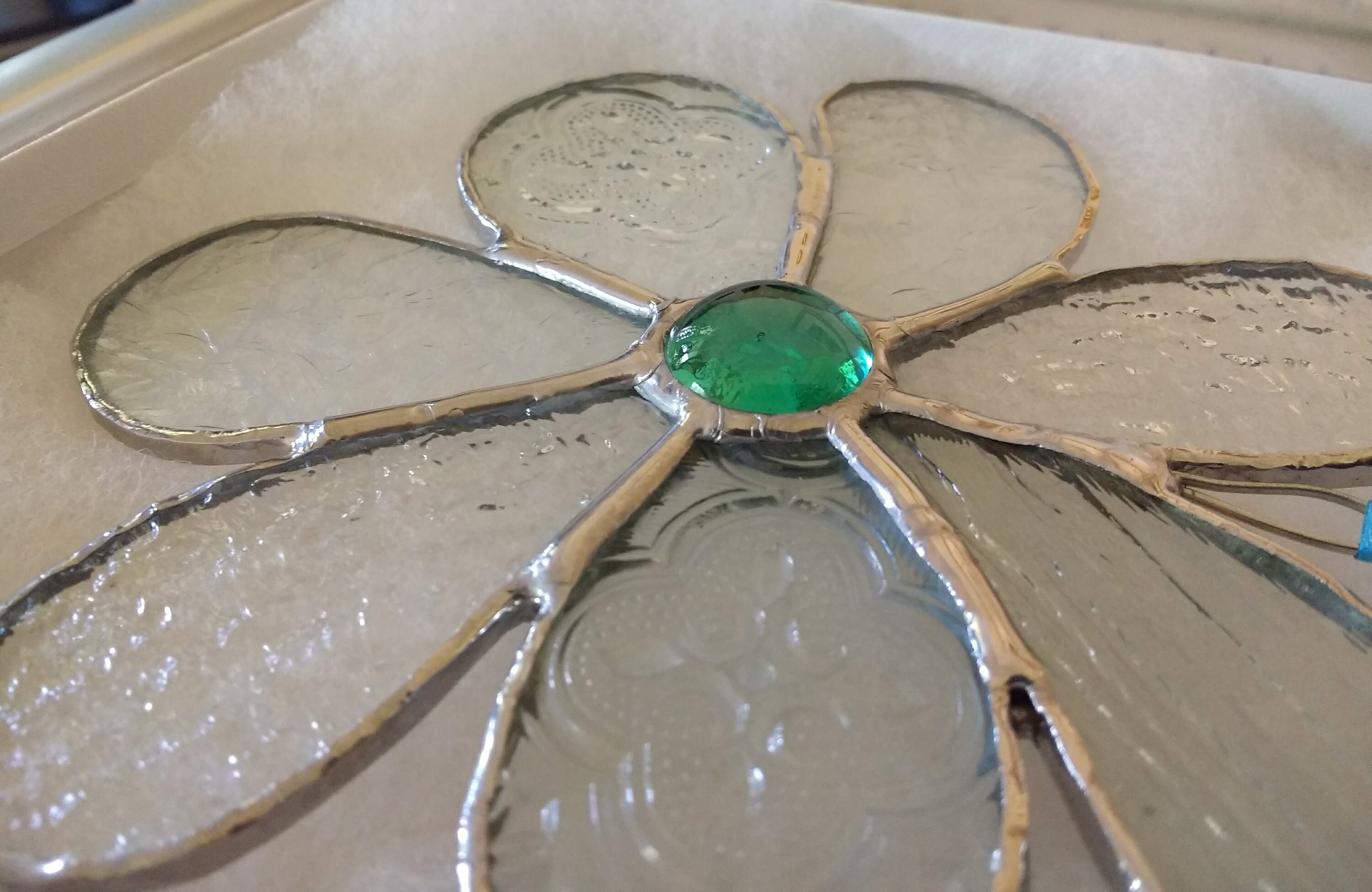 Clear Daisy Suncatcher, Stained Glass Flower Suncatcher, Hanging Window ...
