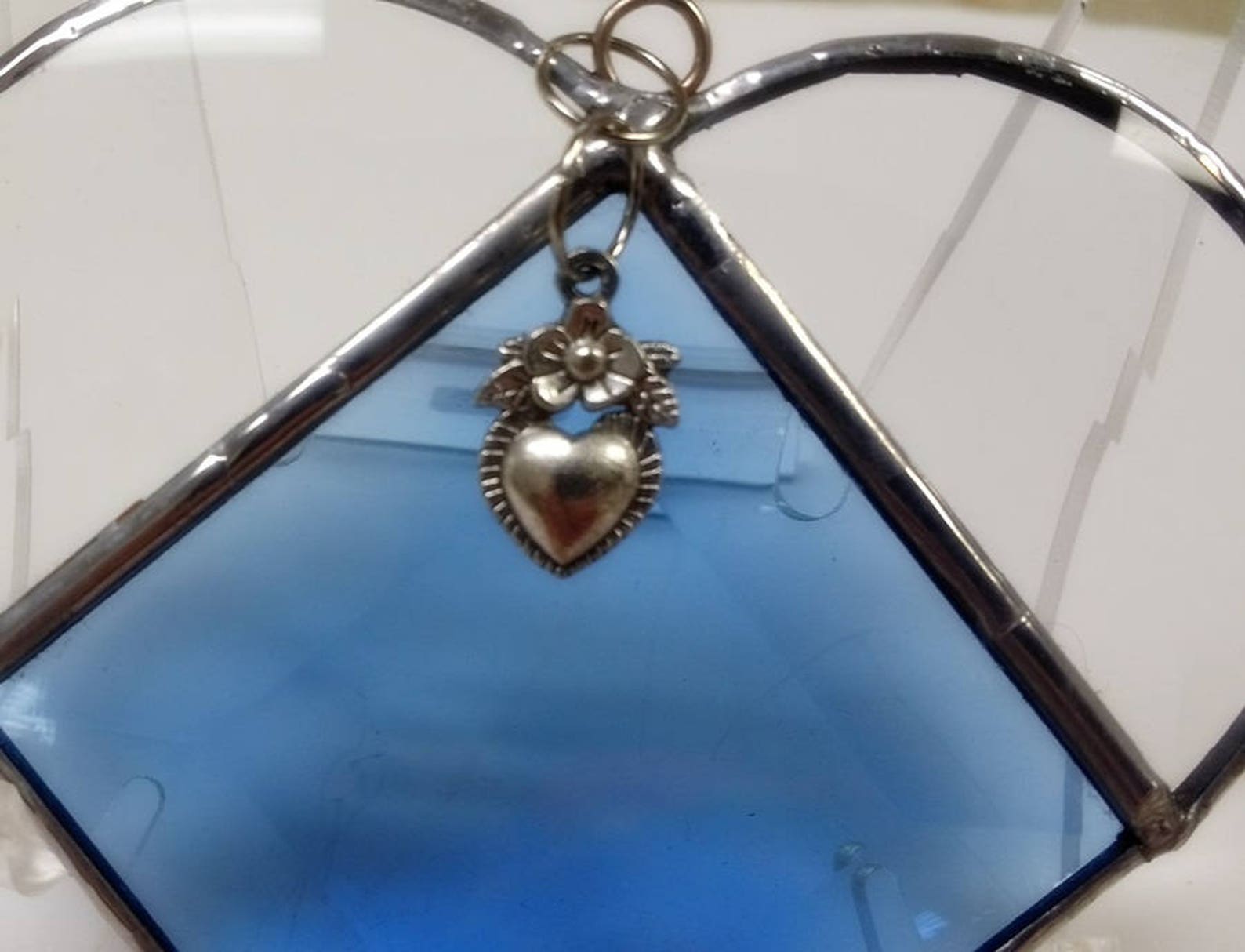 Stained Glass Heart DECEMBER Birthstone, Blue Suncatcher - Etsy
