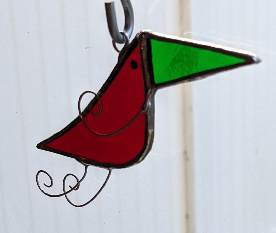 Stained Glass Red Bird Suncatcher: Home Decor Gift - Etsy