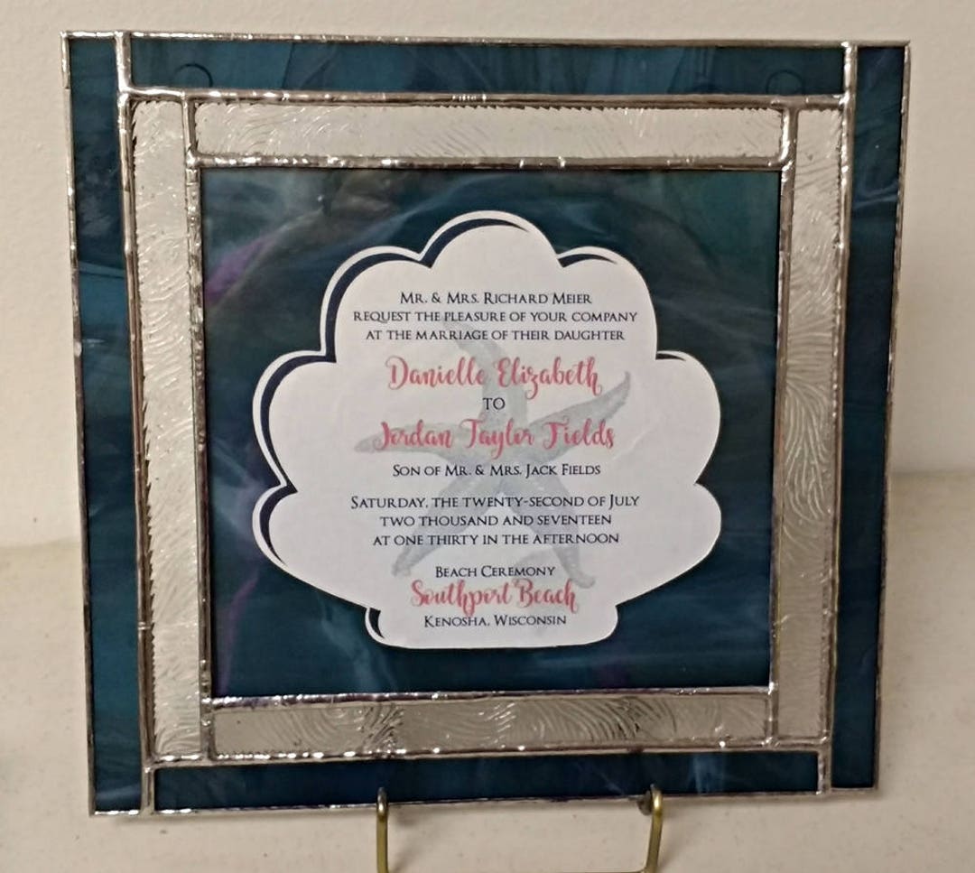 Wedding Invitation Keepsake Frame, Stained Glass, Double Floating Frame ...