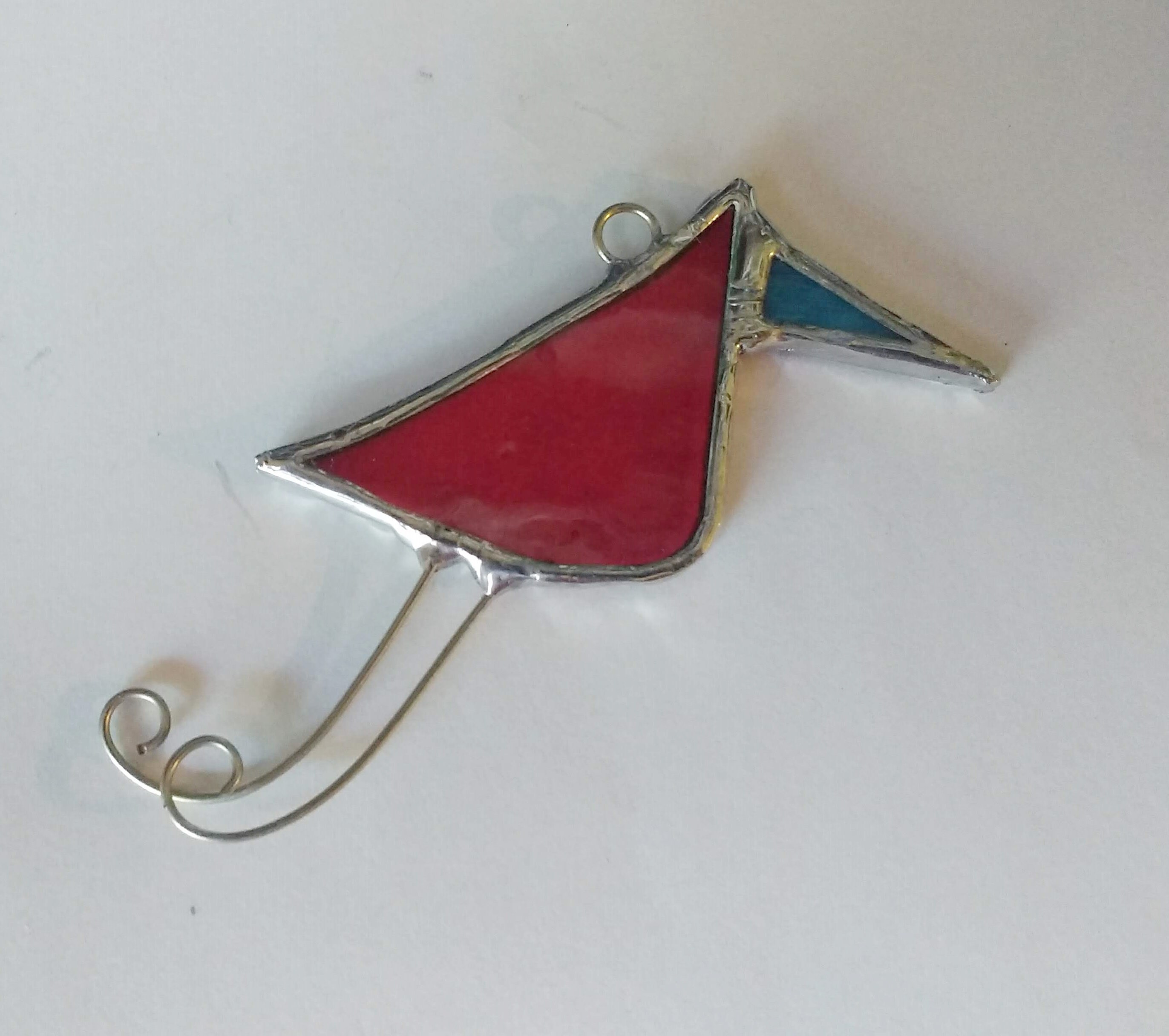 Stained Glass Red Bird Ornament Bird Suncatcher Glass Bird - Etsy