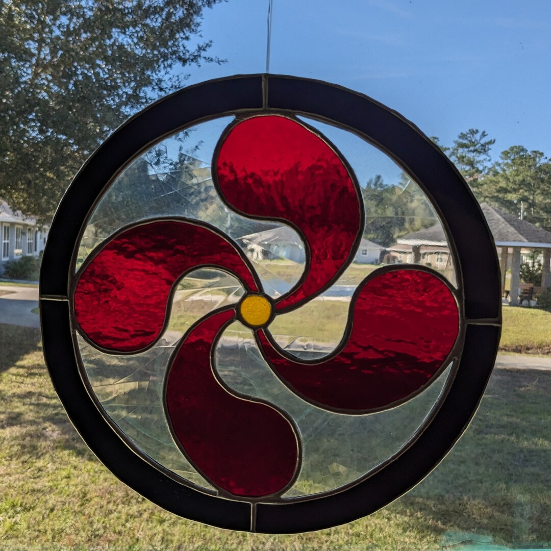 Hex Sign for Rain, Stained Glass Panel, PA Dutch Barn Sign, Birthday ...