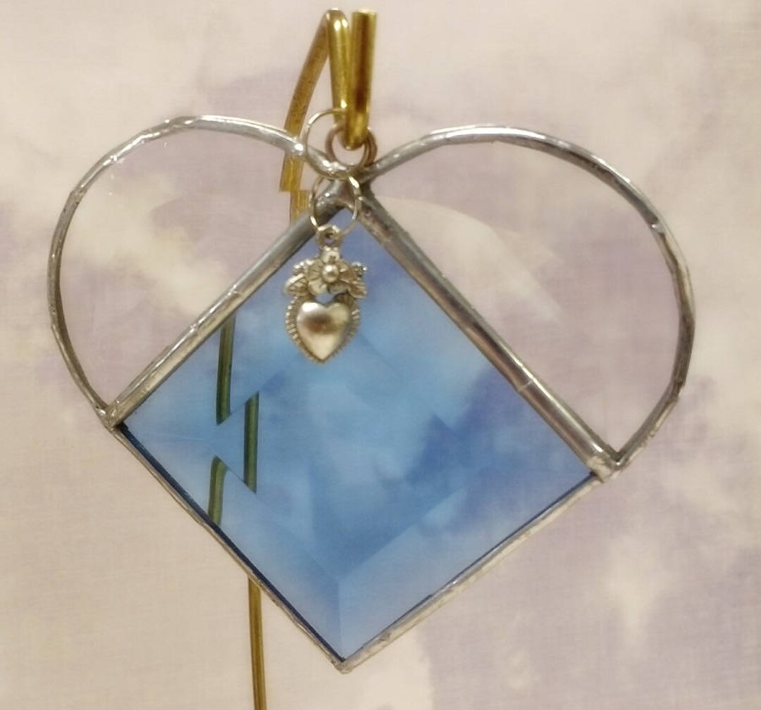 Stained Glass Heart DECEMBER Birthstone, Blue Suncatcher - Etsy
