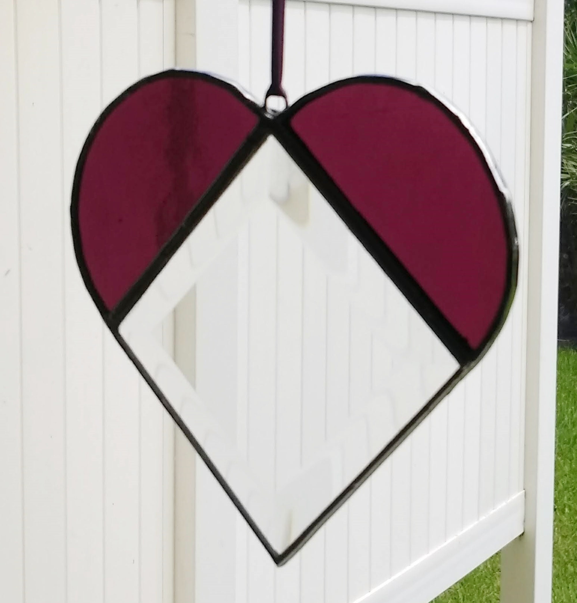 Purple Stained Glass Heart Purple Suncatcher Bevelec Heart - Etsy