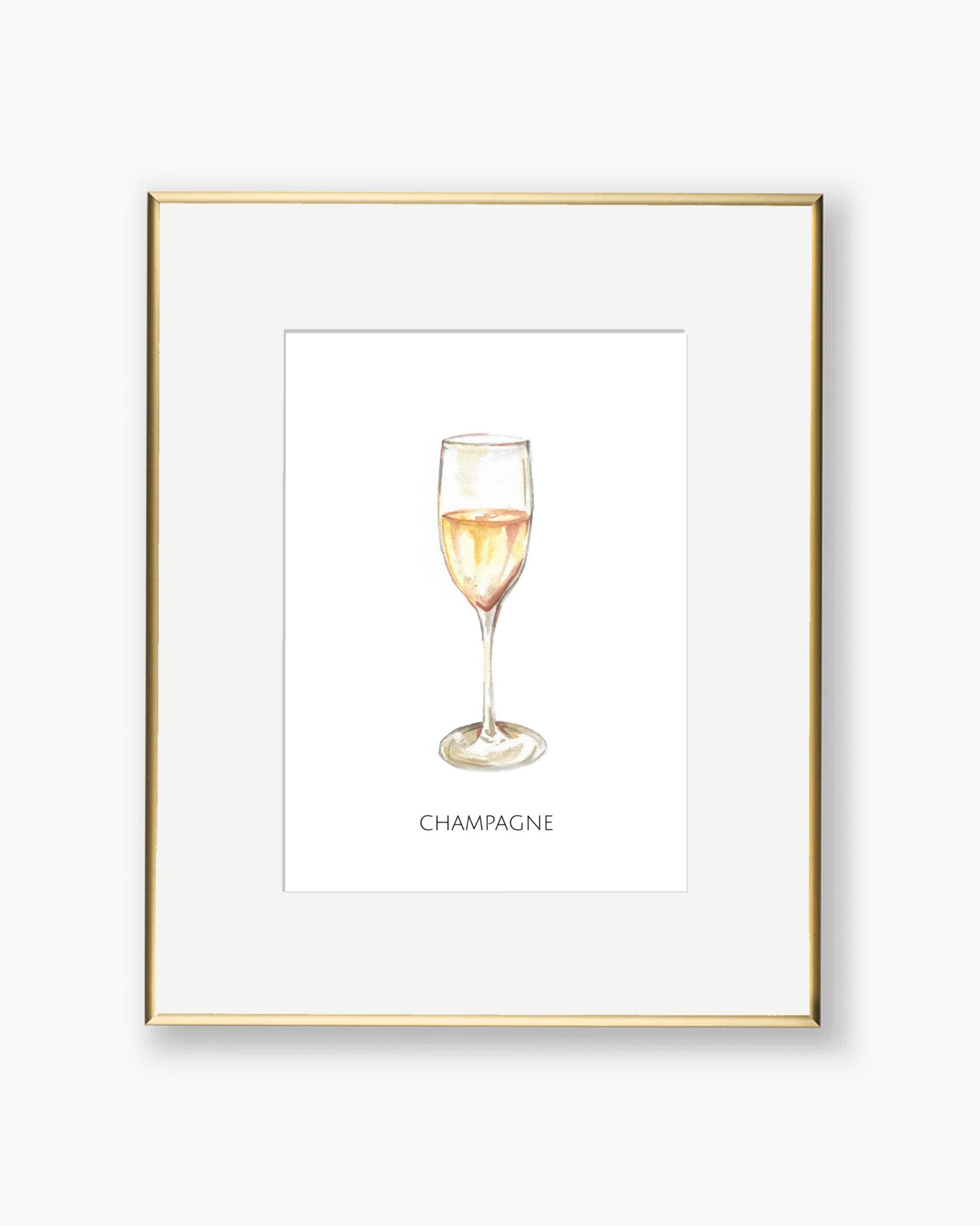 Champagne Watercolor Print - Etsy