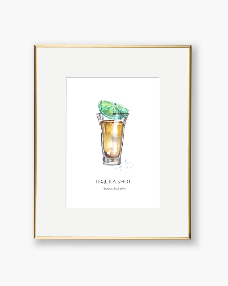 Tequila Shot Watercolor Print - Etsy