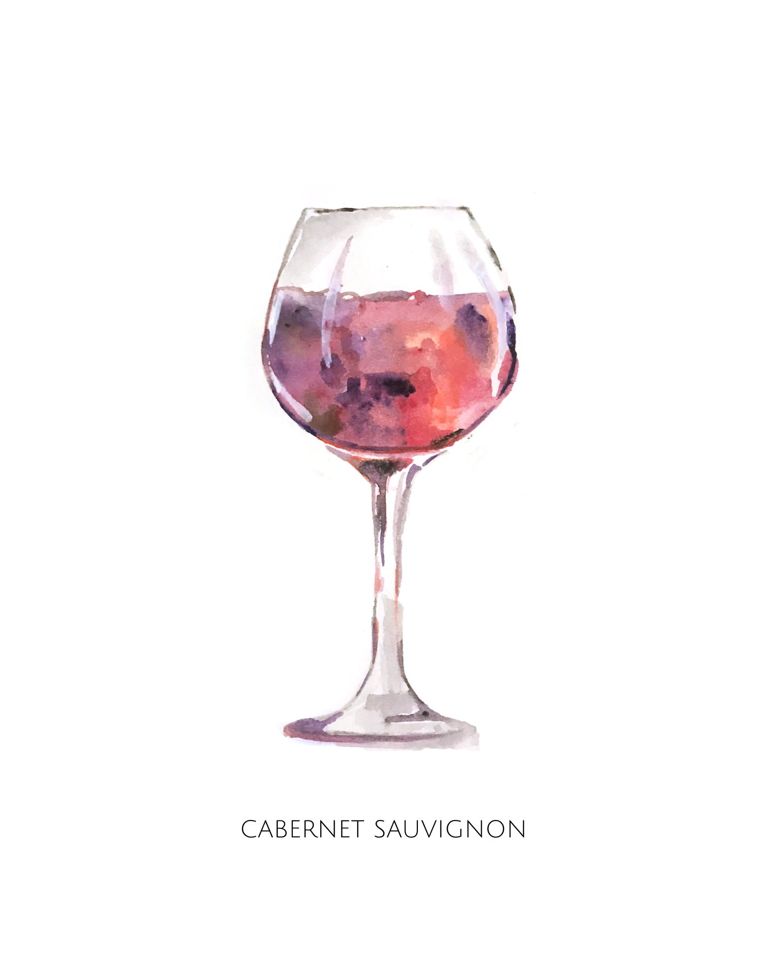 Red Wine Watercolor Print - Etsy