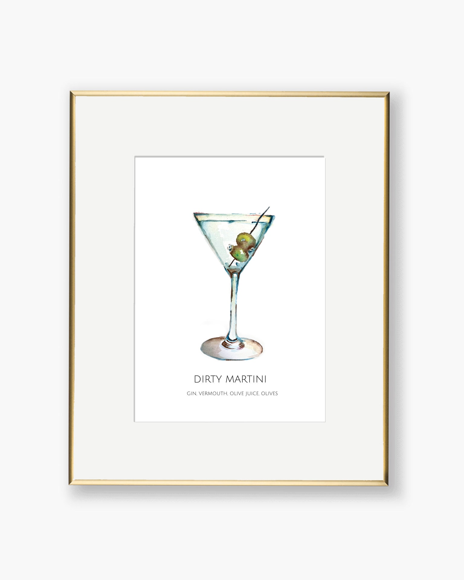 Dirty Martini Watercolor Print - Etsy