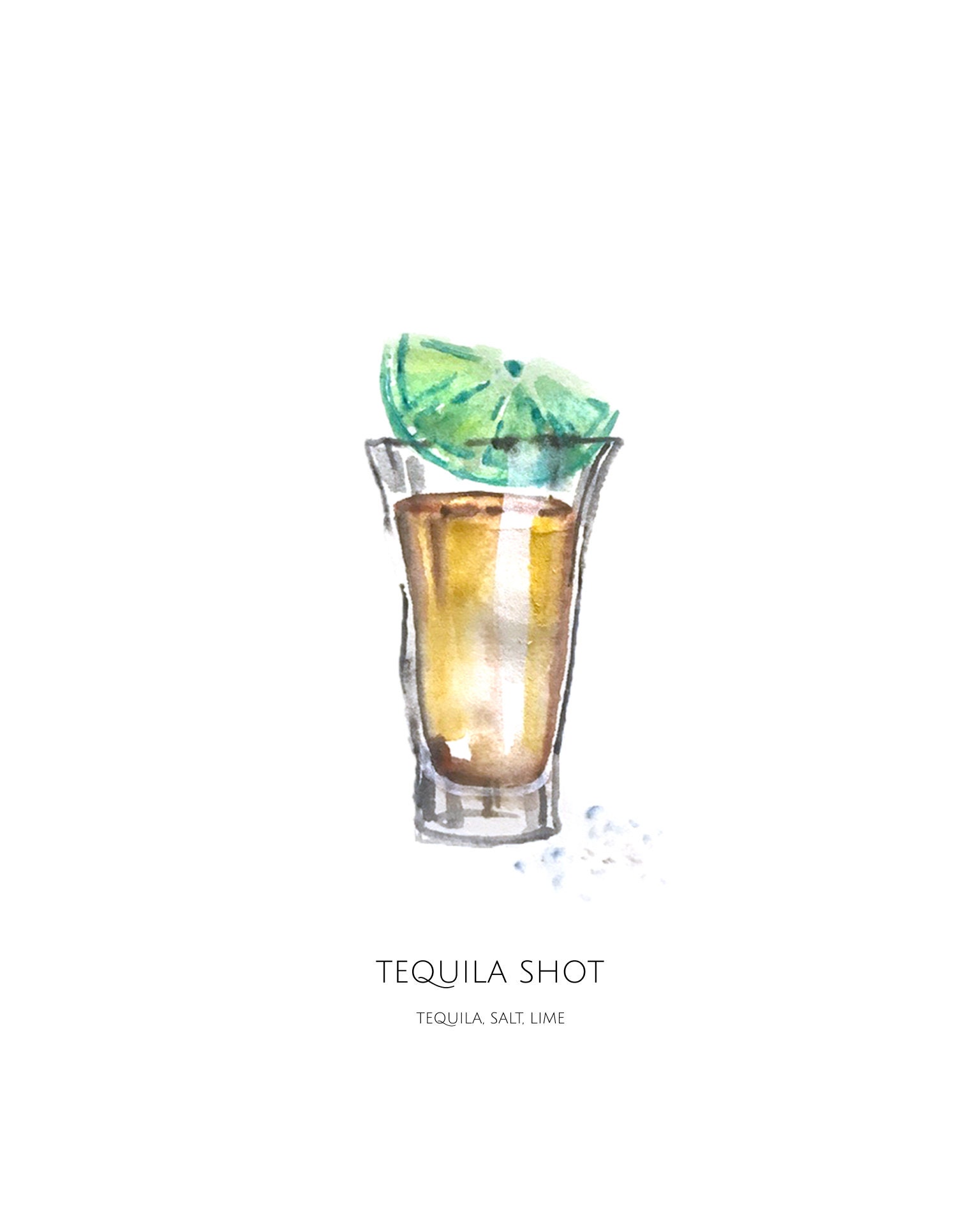 Tequila Shot Watercolor Print - Etsy
