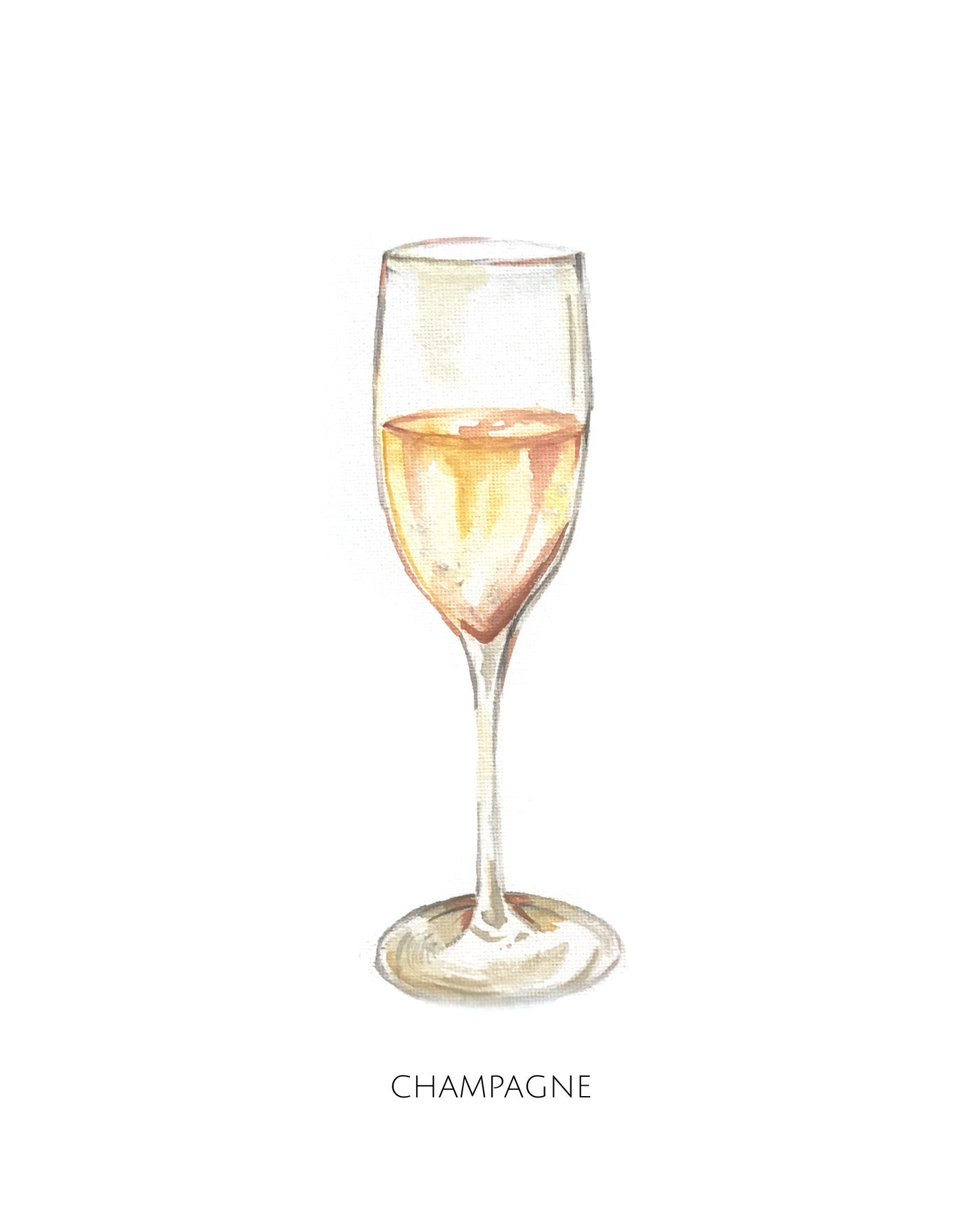 Champagne Watercolor Print - Etsy