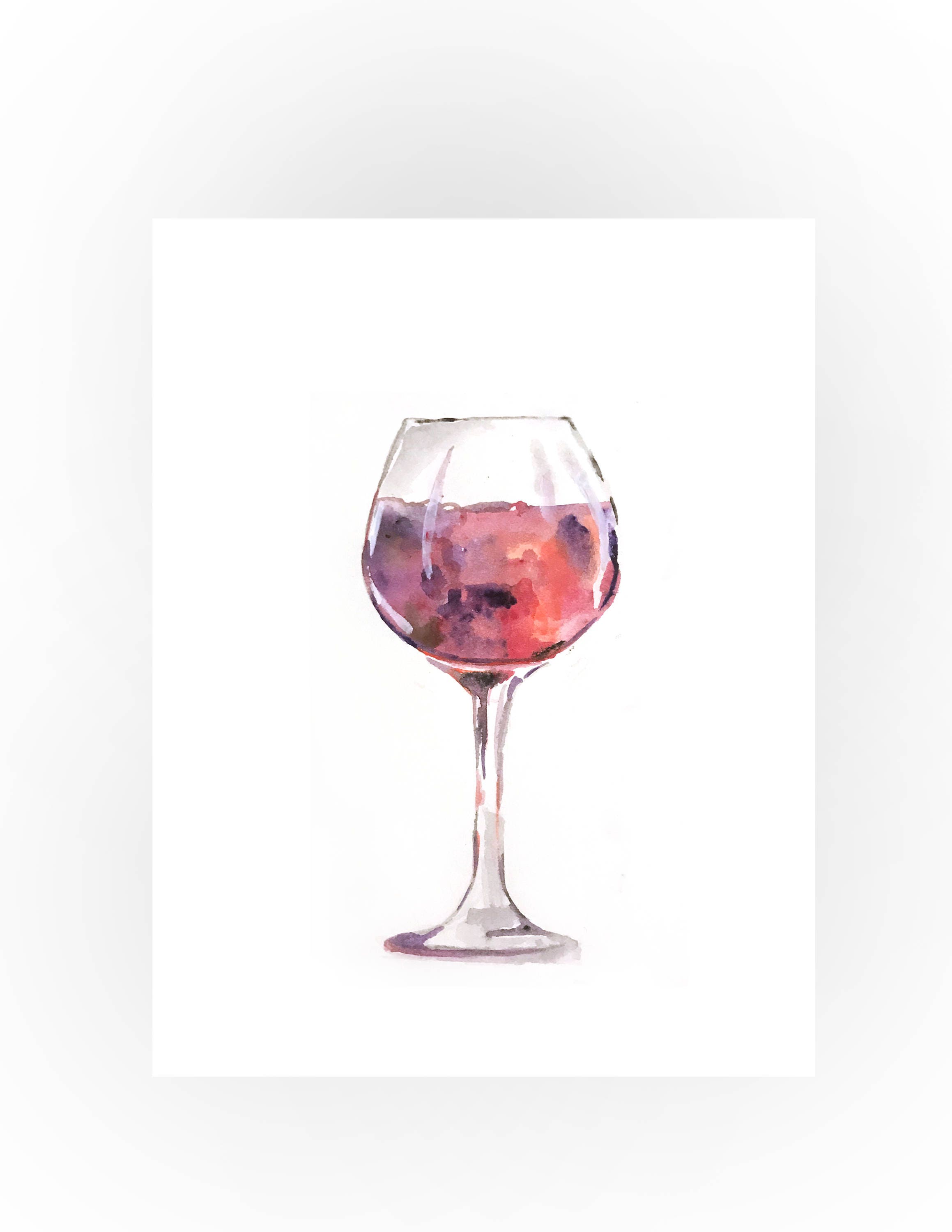 Red Wine Watercolor Print - Etsy