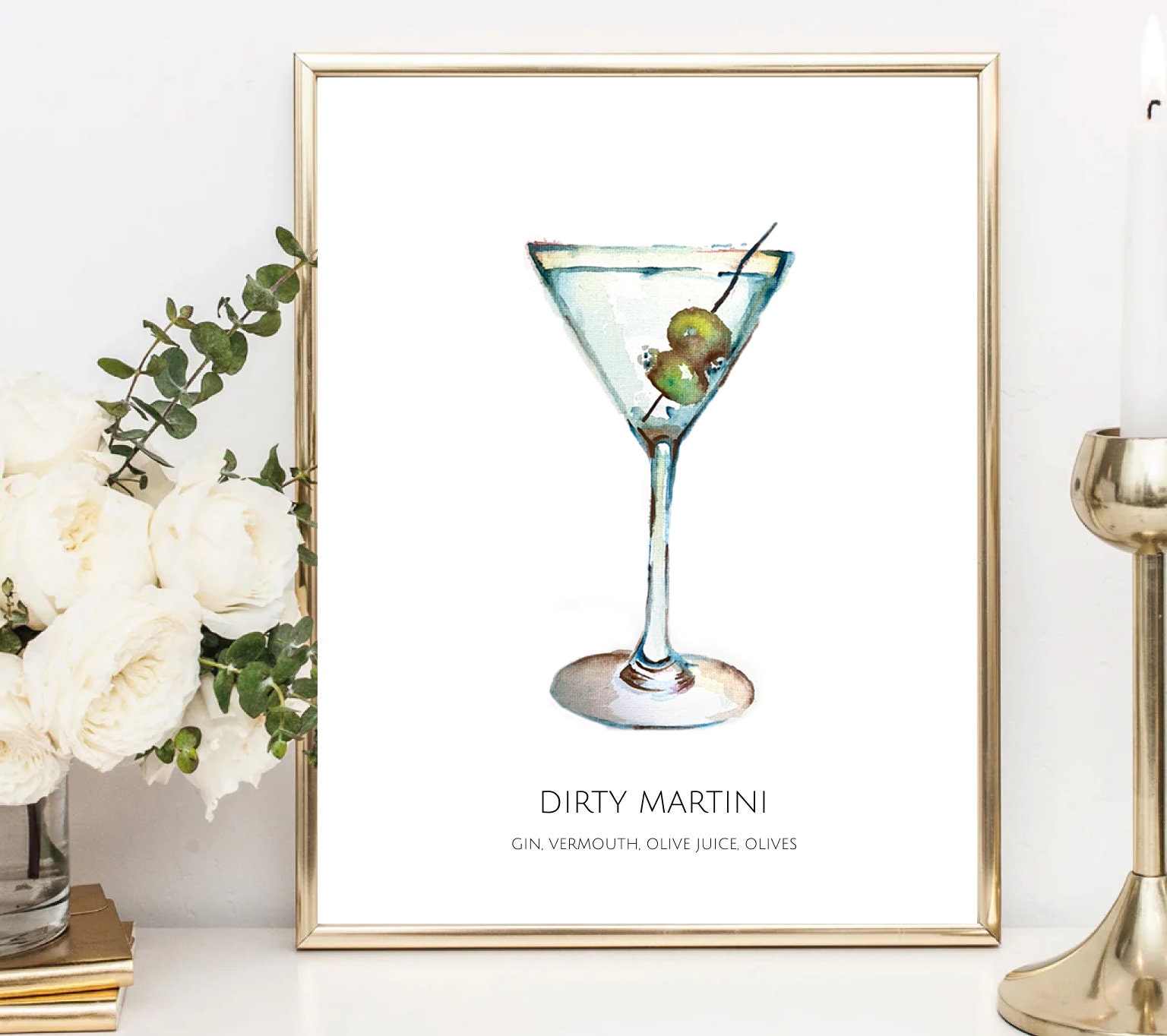 Dirty Martini Watercolor Print - Etsy