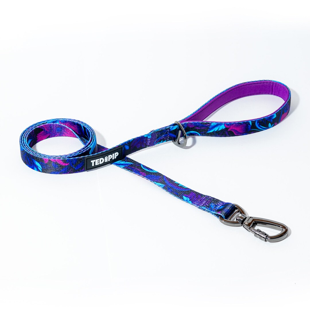 Purple Floral Dog Lead: Designer Pet Lead by Ted & Pip - Etsy