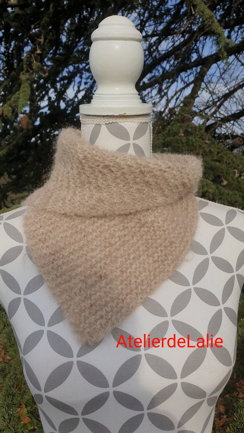 Cache col fait main en laine mérinos et alpaga beige - Etsy France