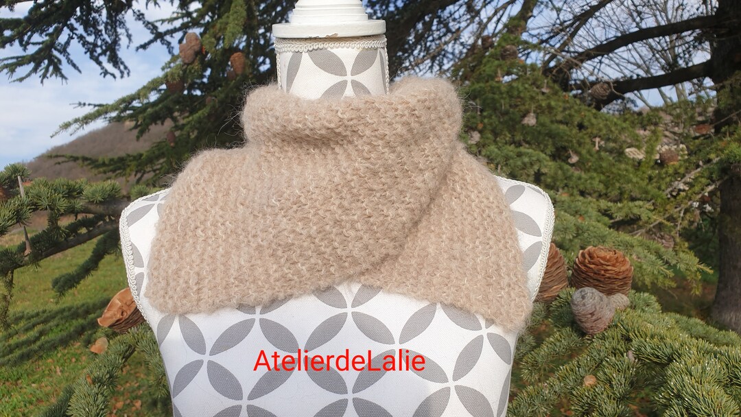 Cache col fait main en laine mérinos et alpaga beige - Etsy France