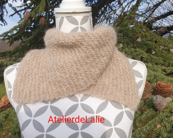 Cache col fait main en laine mérinos et alpaga beige - Etsy France