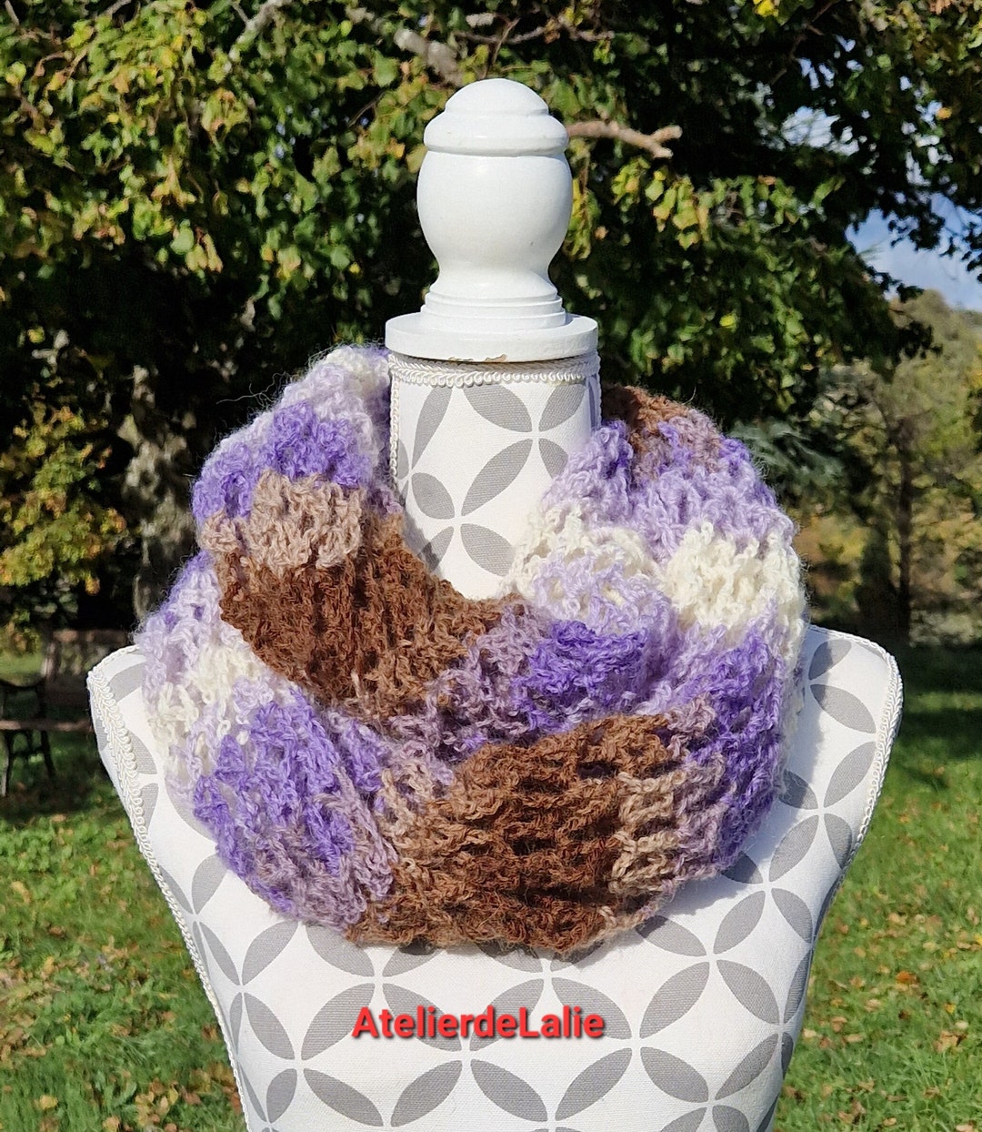 Snood écharpe cache col fait main de couleur éru parme et - Etsy France