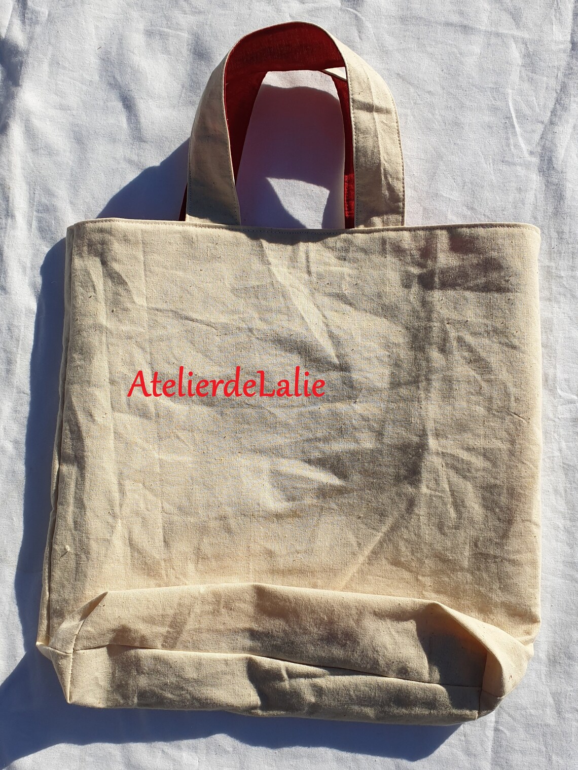 Sac fait main en toile écru réversible avec poche externe - Etsy France