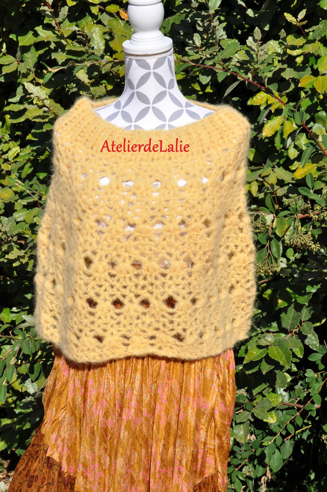 Poncho, Heart Mask, Handmade in Mohair and Chick Yellow Wool - Etsy