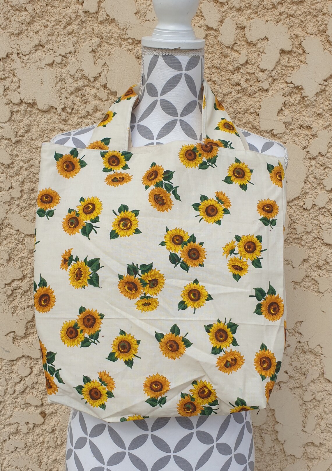 Sac fait main en toile écru réversible avec poche externe - Etsy France