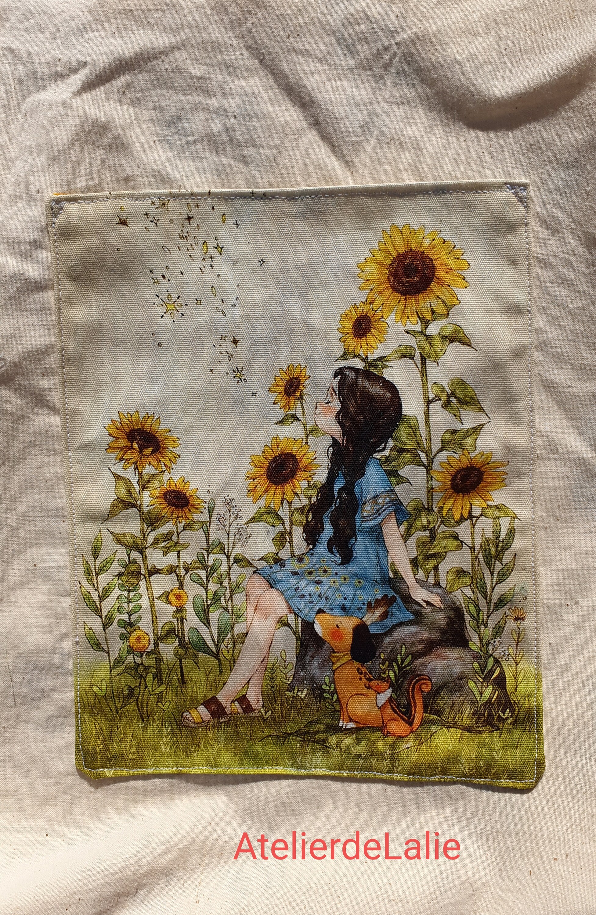 Sac fait main en toile écru réversible avec poche externe - Etsy France