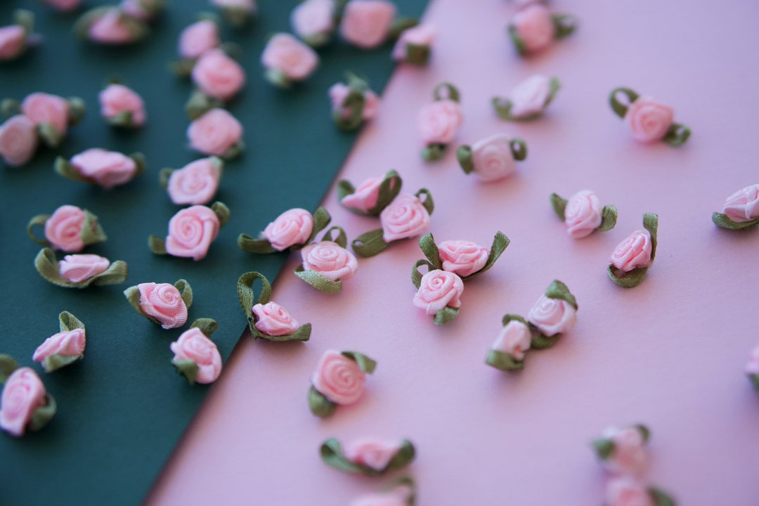 Mini Satin Roses Petit Fabric Flowers Wedding Crafts Diy Project ...