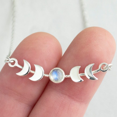 Moon Phase Necklace Lunar Phase Necklace Moon Jewelry | Etsy