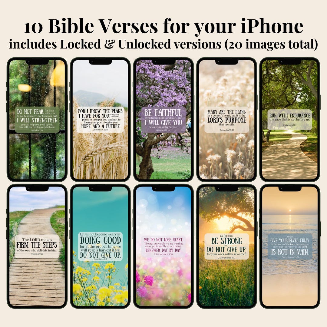 Christian Bible Verse iPhone Wallpaper Bundle | 10 Designs for Lock ...