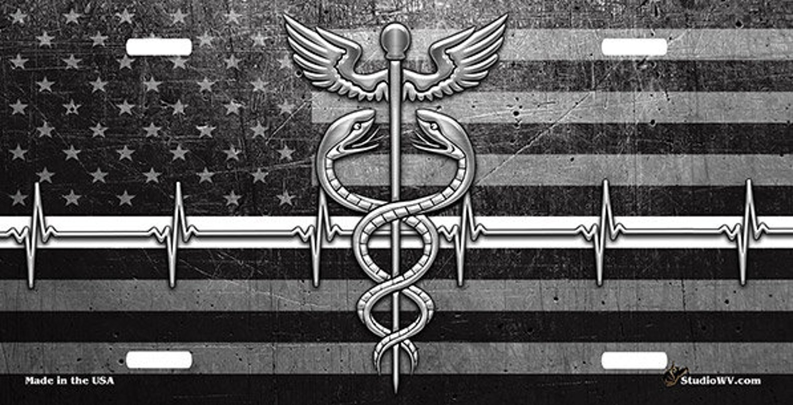 Caduceus EMS EMT Custom License Plate Distressed Flag - Etsy