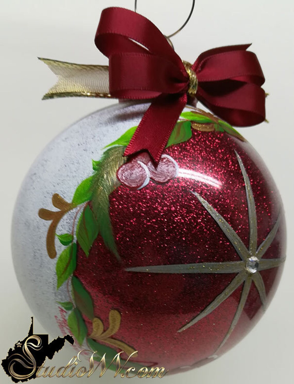 Hand Painted Ornaments Frosted Ruby North Star - Etsy
