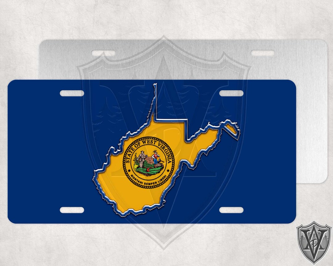 WV - West Virginia - Custom License Plate - Custom Car Tag - Gold Blue ...