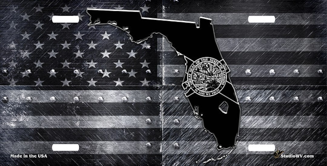 Florida - Custom License Plate - Custom Car Tag - Riveted Florida - Etsy