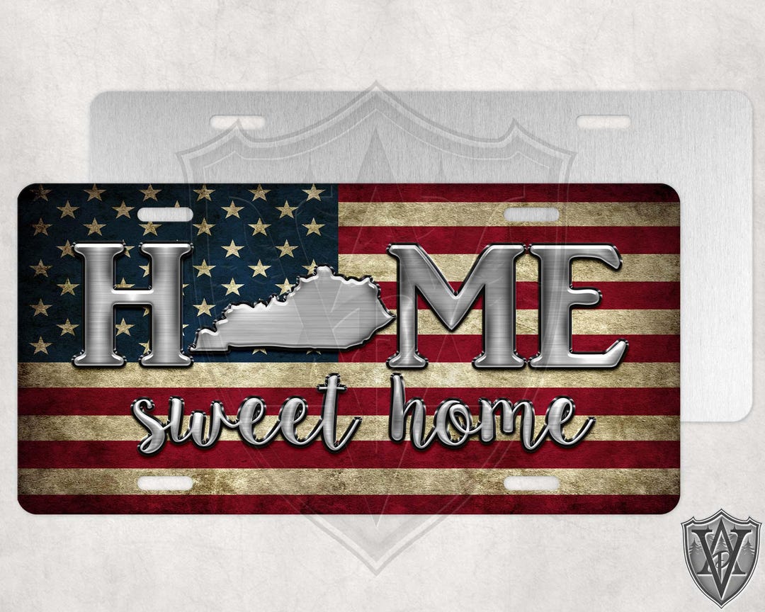 Kentucky - Custom License Plate - Tea Stained Home Sweet Home - Etsy