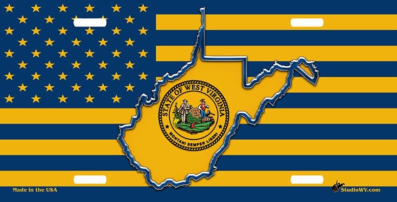 WV West Virginia Custom License Plate Custom Car Tag Gold Blue Flag - Etsy