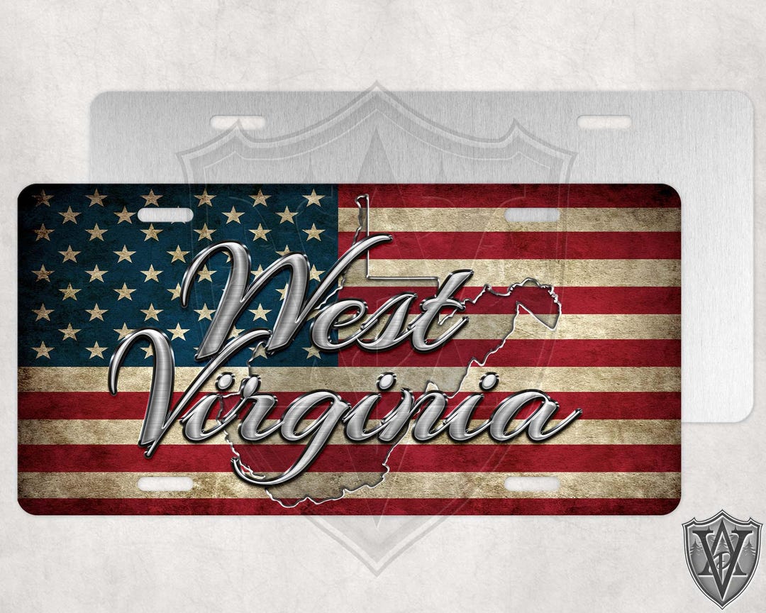 WV - West Virginia - Custom License Plate - Flags - Etsy