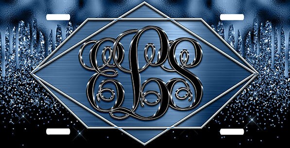 Monogram Blue Triangle Monogram not Actual Glitter | Etsy