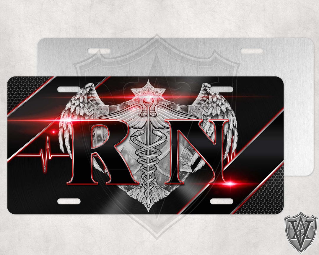 RN - Custom License Plate - EMT - Registered Nurse - Red Outline Black ...