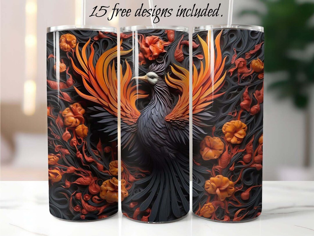 3D Phoenix Rising 20 Oz Skinny Tumbler Sublimation Design Digital ...