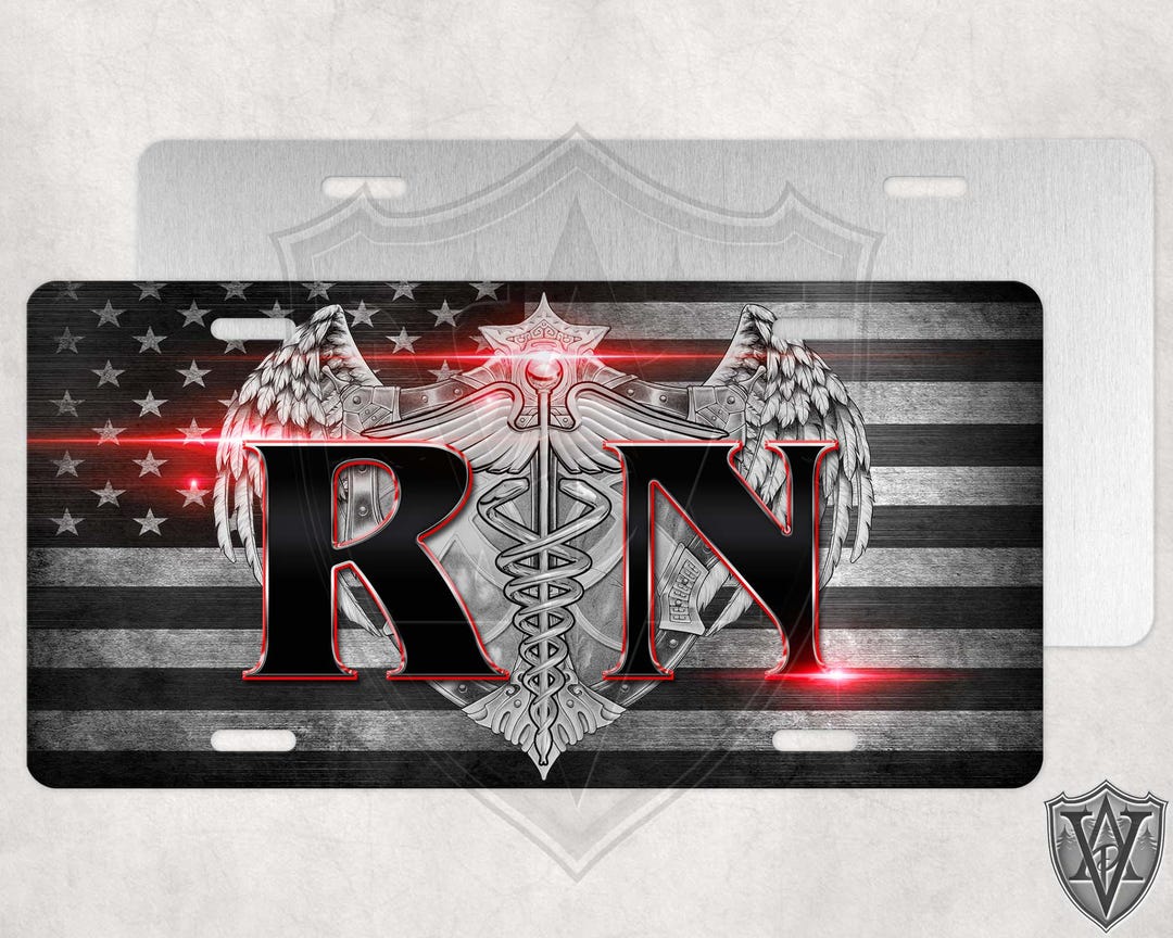RN - Registered Nurse - Gift for Nurse - Black RN Red Outline License ...