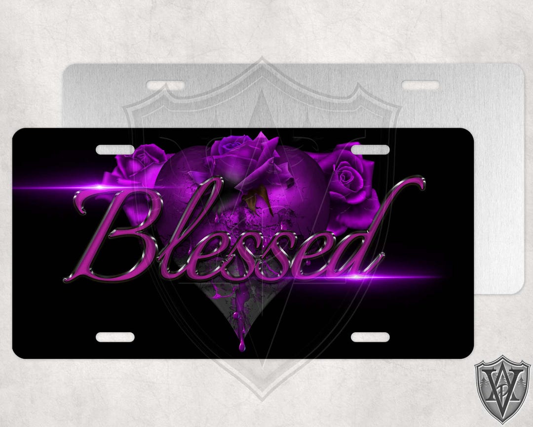 Blessed, Purple Custom License Plate - Custom Car Tag - Personalized ...