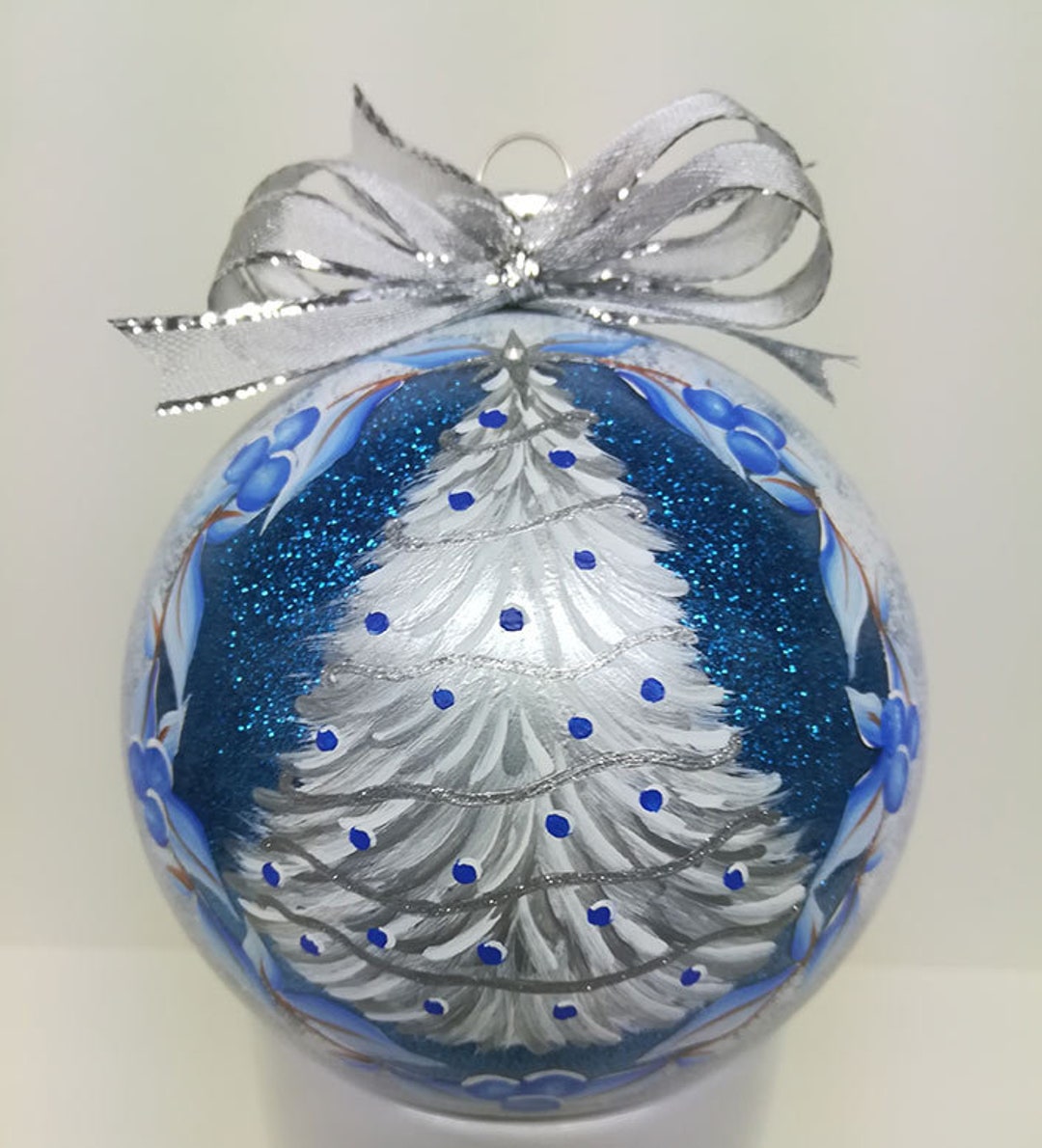 Hand Painted Ornaments Silver Tree - Etsy