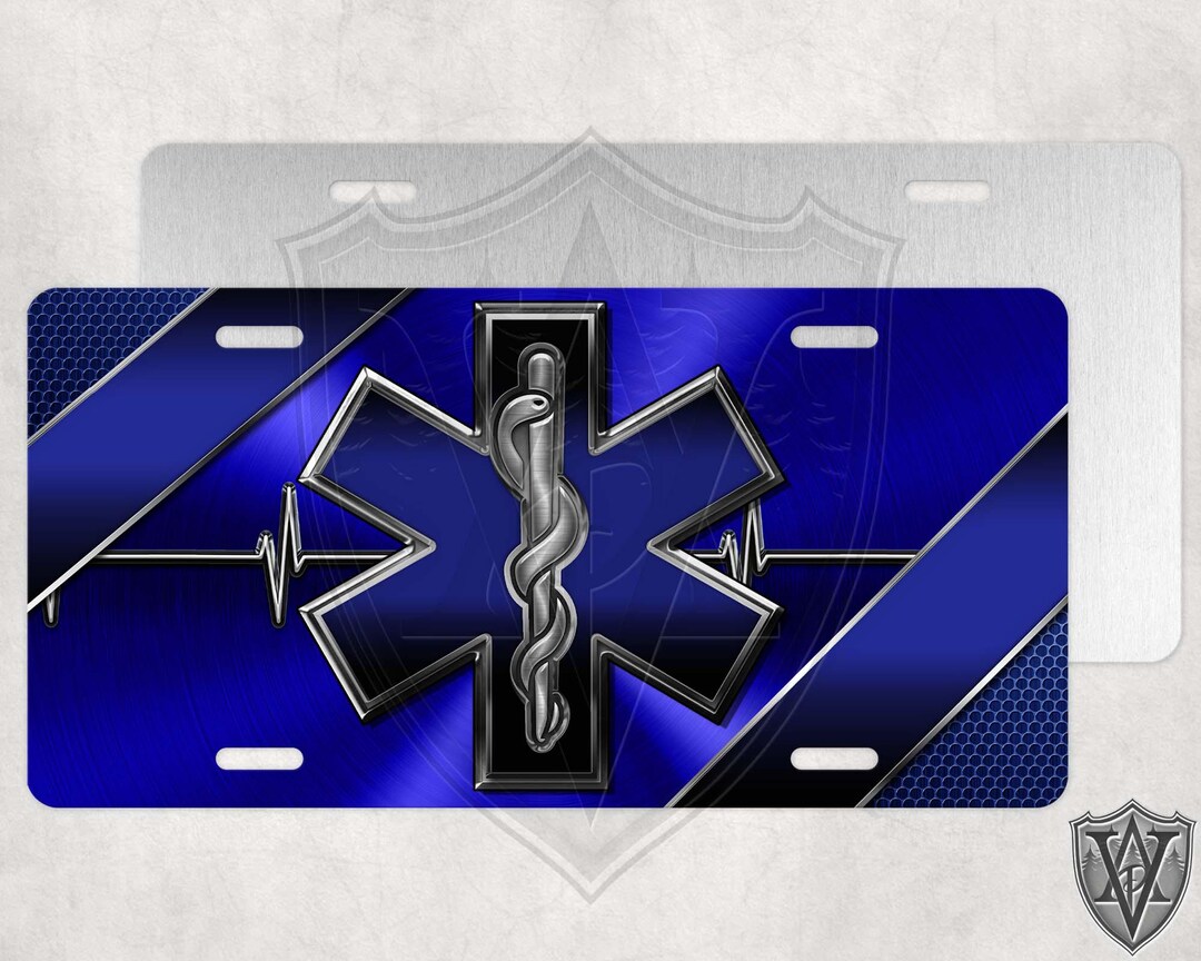 EMT - Custom License Plate - EMS - Star of Life - Blue - Etsy