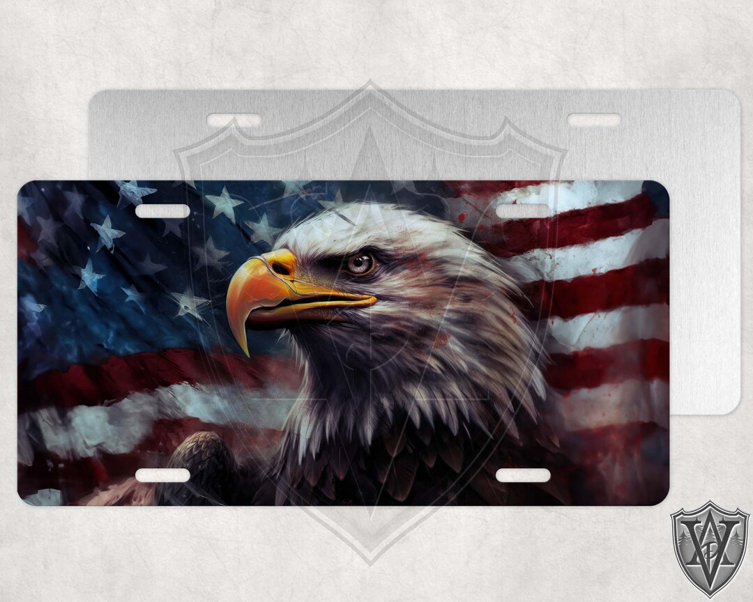 Eagle and American Flag License Plate. - Custom License Plate - Custom ...