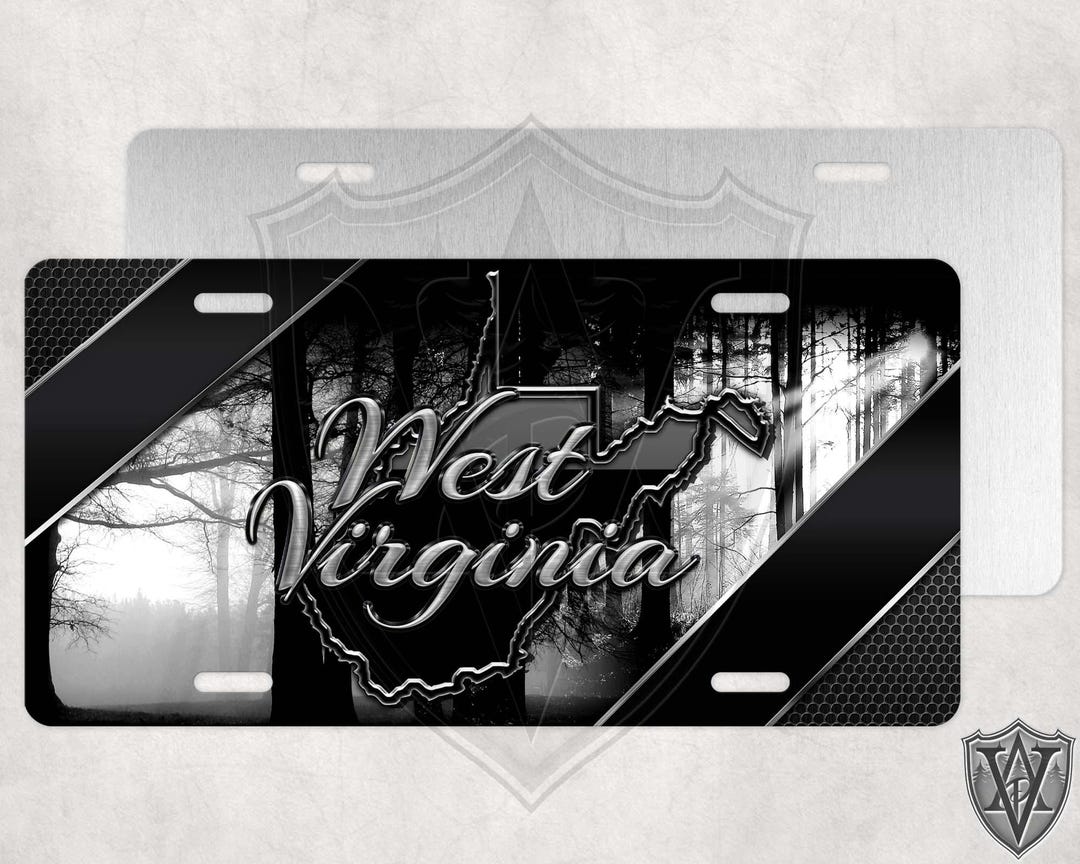 WV - West Virginia - Custom License Plate - Black Chrome Dark Forest - Etsy