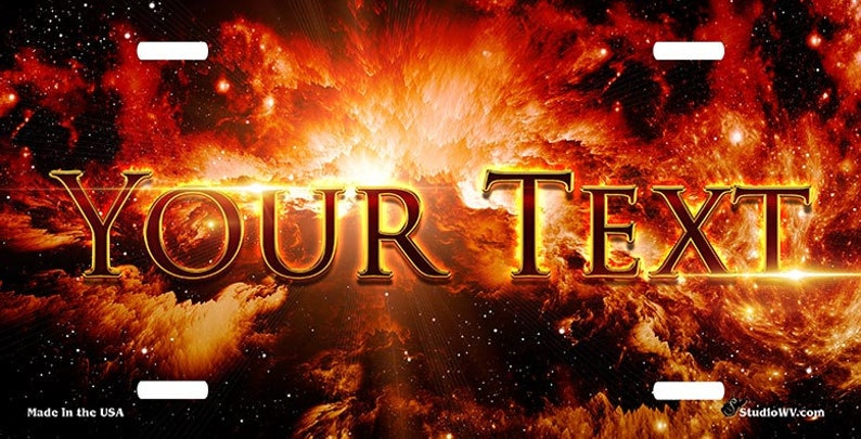 Custom License Plate Fire Flames Custom Car Tag Flaming - Etsy