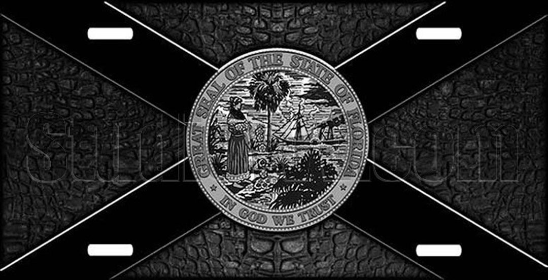 Florida Custom License Plate Custom Car Tag Black Gray Gator Scales ...
