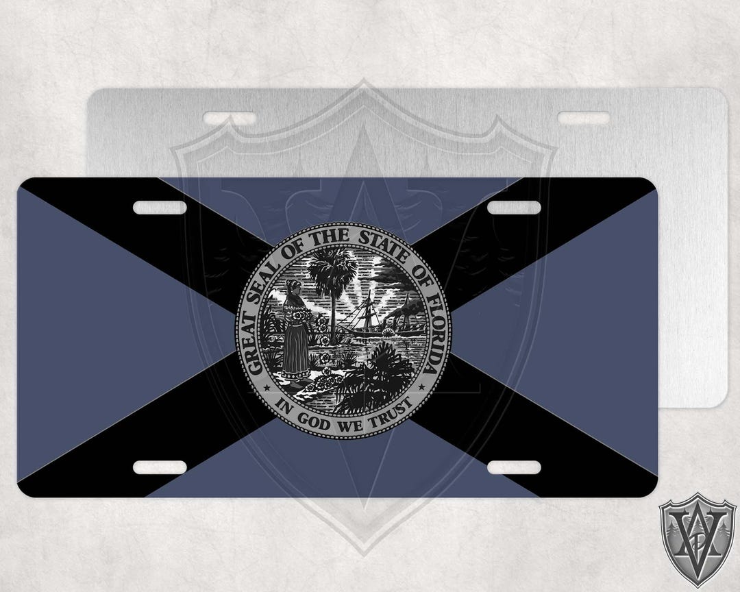 Florida - Custom License Plate - Custom Car Tag - Blue and Black Flag ...